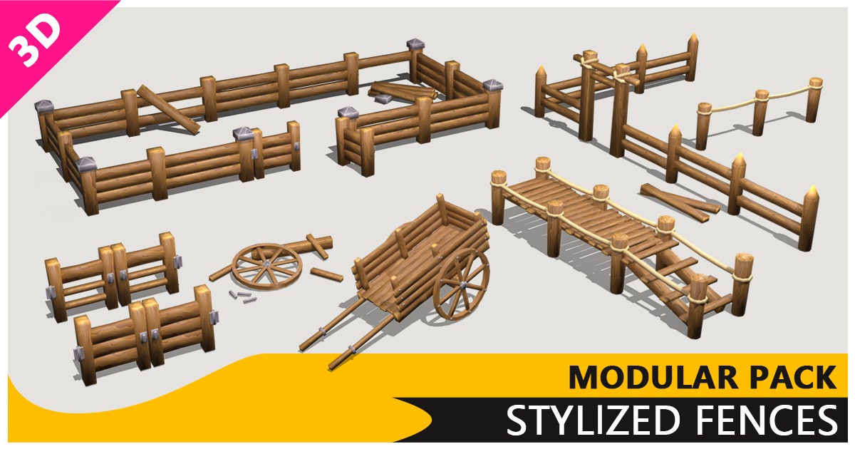 Wooden Fences: Medieval Stylized Modular Pack | 3D Props | Unity Asset Store
