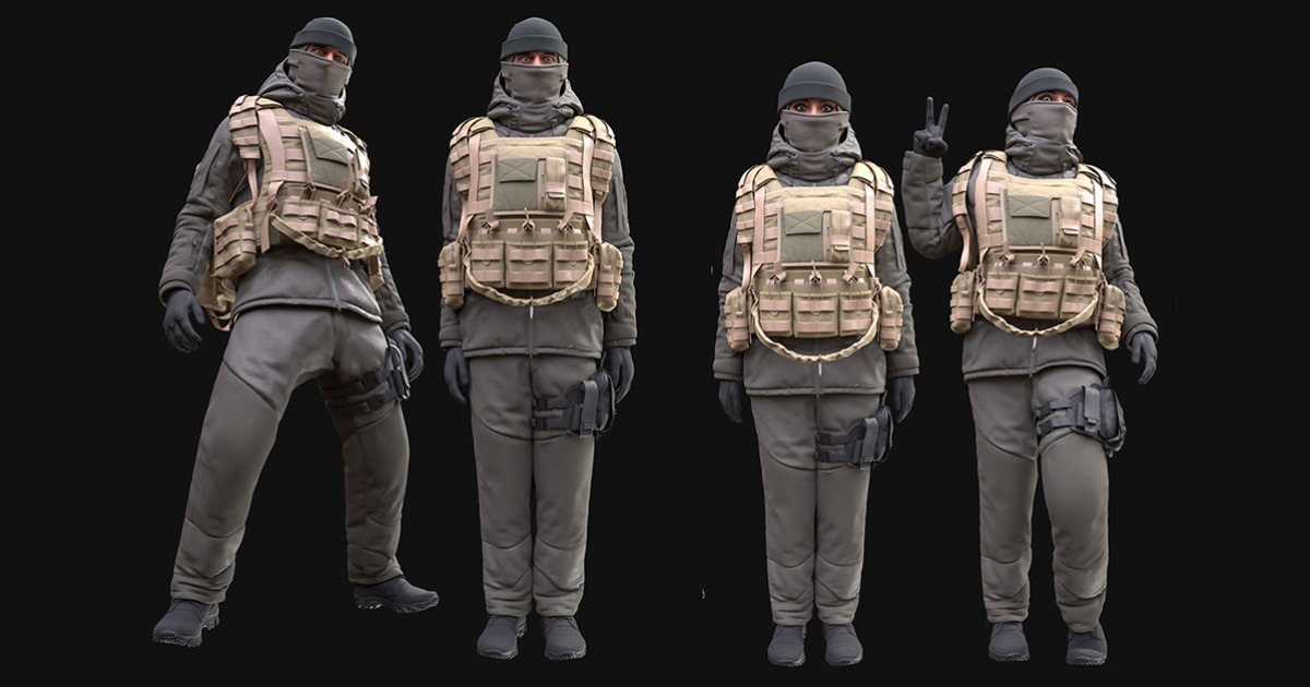 Collection 19 - Man/Woman in Winter Military Outfit - Rigged | 3D ...