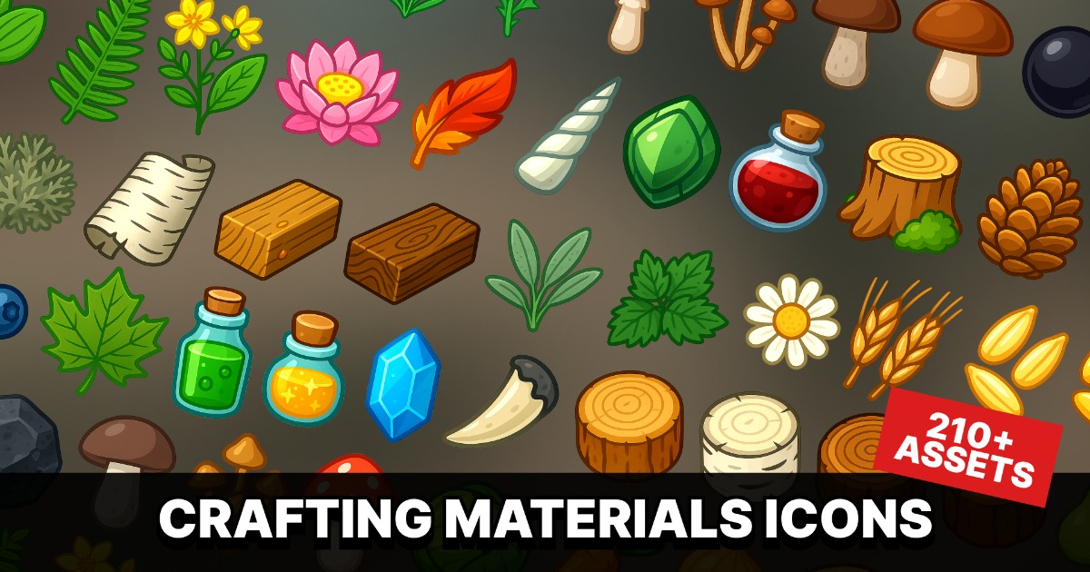 Crafting Materials Icons Survival RPG Resources Herbs Minerals Food ...
