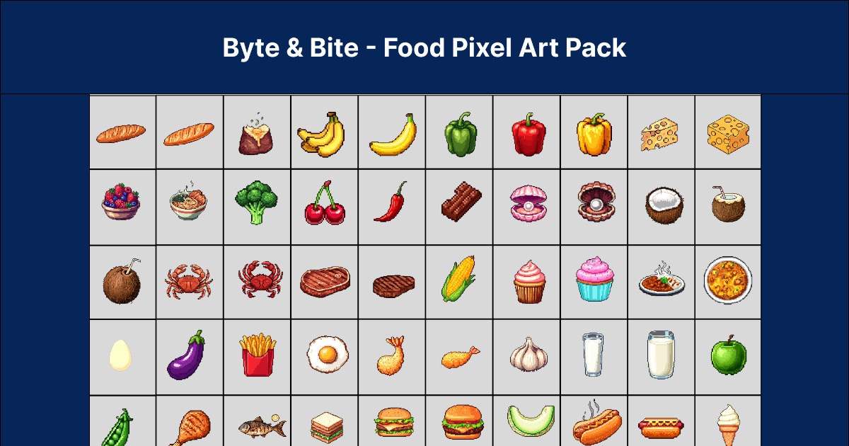 Byte & Bite - Food Pixel Art Pack | 2D | Unity Asset Store