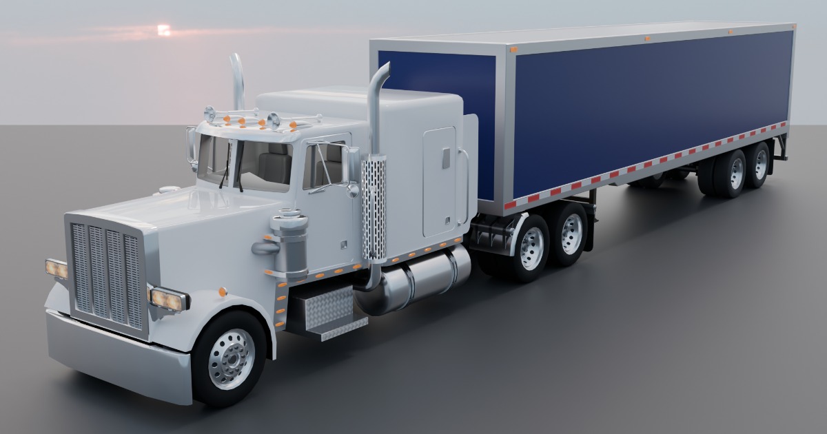 Realistic American Semi Truck + Box Trailer | 11 Truck + 8 Trailer ...