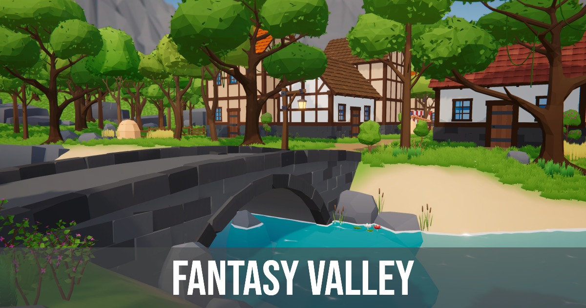 Low Poly Fantasy Valley with Village | 3D Fantasy | Unity Asset Store