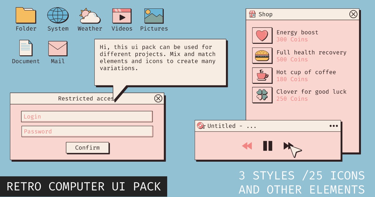 RETRO COMPUTER UI PACK | 2D GUI | Unity Asset Store