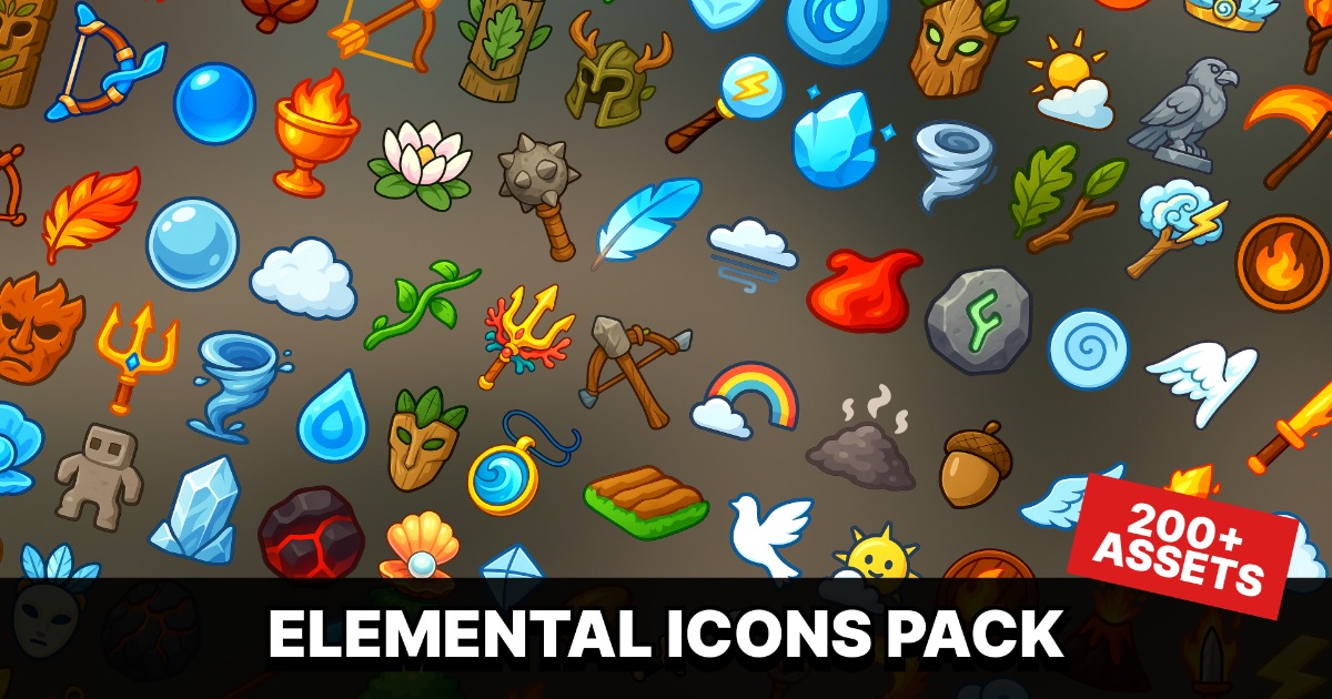 Fantasy Elemental Icons Pack for RPG Adventure Strategy Mobile Games ...