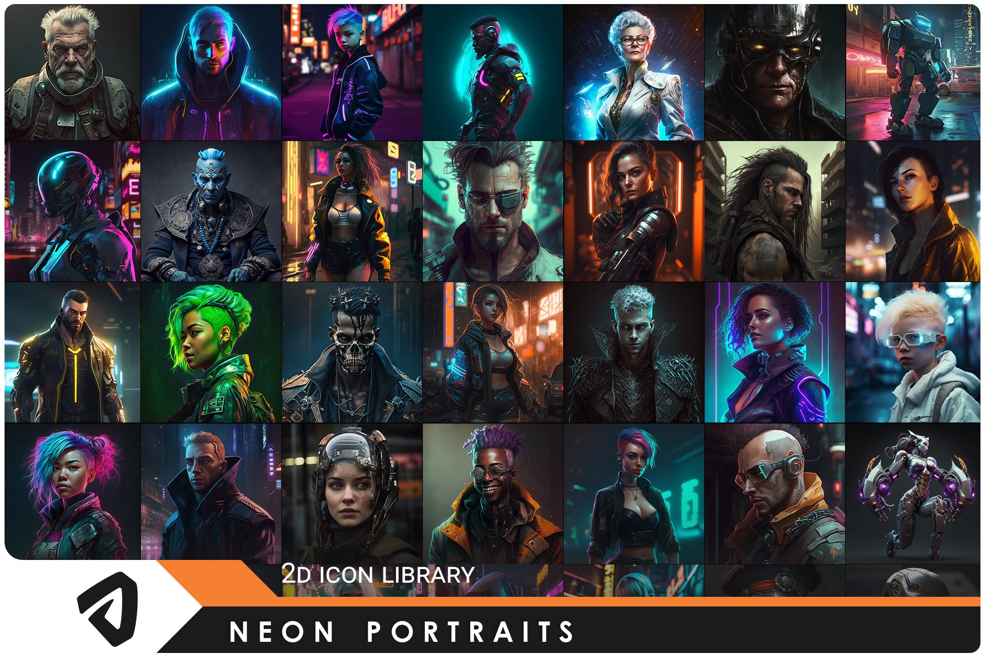 Neon 2D Portraits by Daelonik Artworks