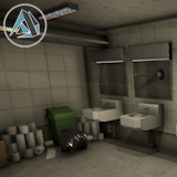 Realistic Modern Urban Public Bathroom Asset Package