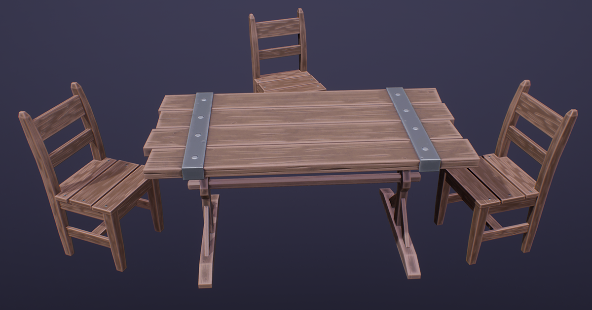 Stylized Medieval Chair And Table | 3D Furniture | Unity Asset Store