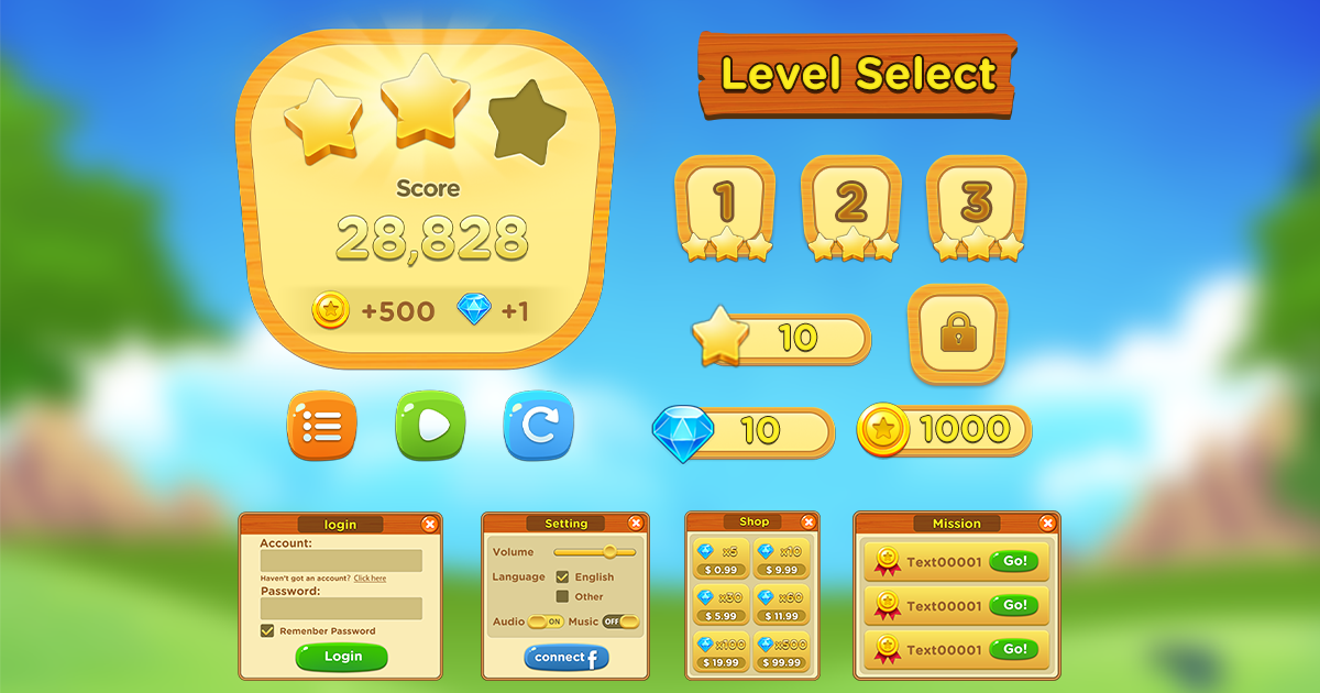 Cartoon UI Demo 1 | 2D GUI | Unity Asset Store