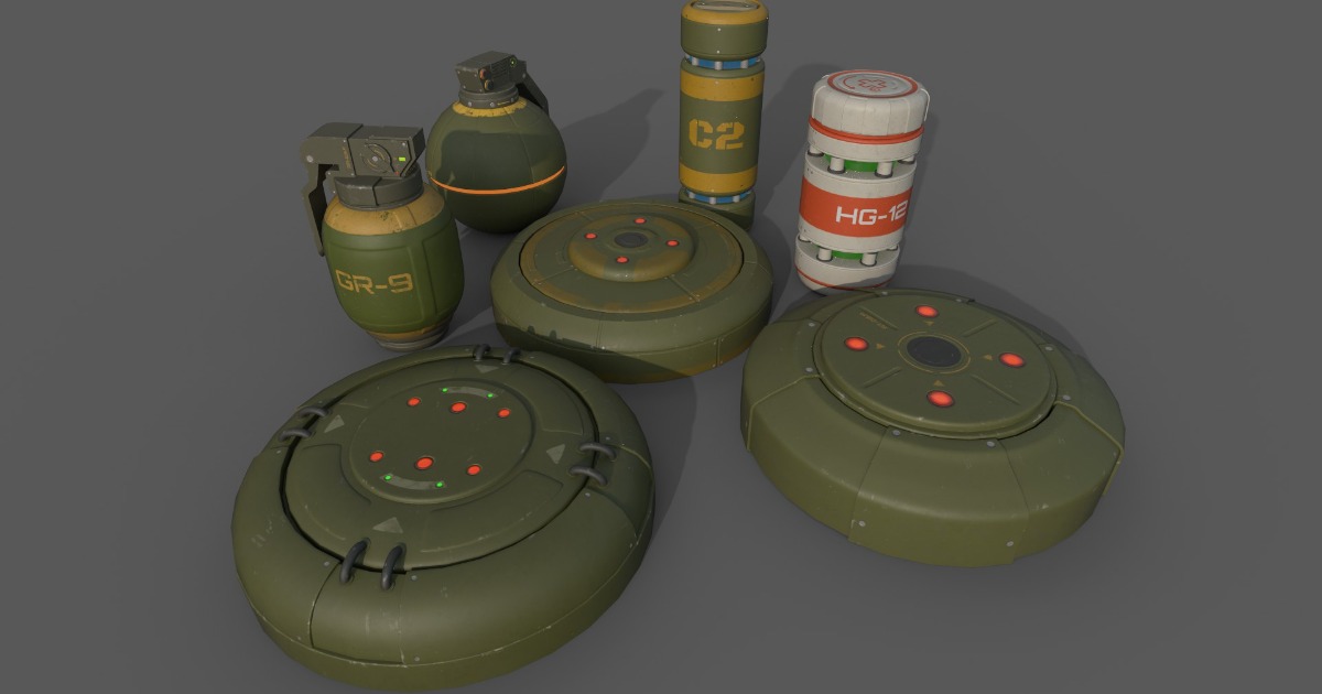 Sci-Fi Grenades_Mines | 3D Props | Unity Asset Store