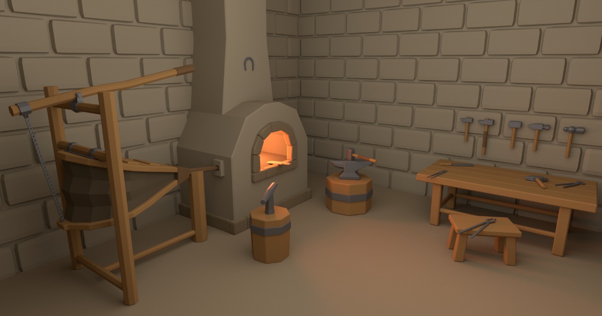 Low Poly Medieval Blacksmith Props | 3D Props | Unity Asset Store