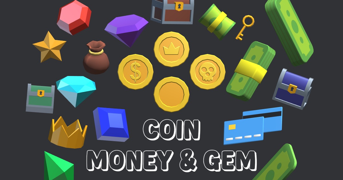 Coin & Money & Gem | 3D Props | Unity Asset Store