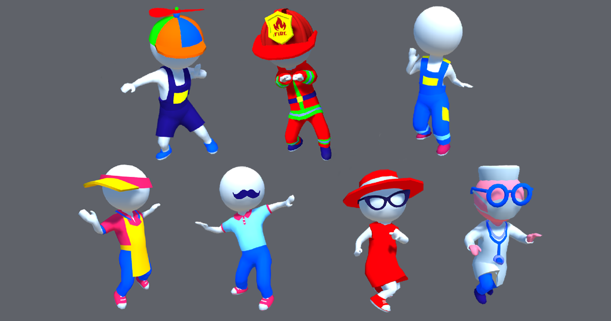 Hyper-Casual Characters Stickman sphere head skins vol. 1 city | 3D ...