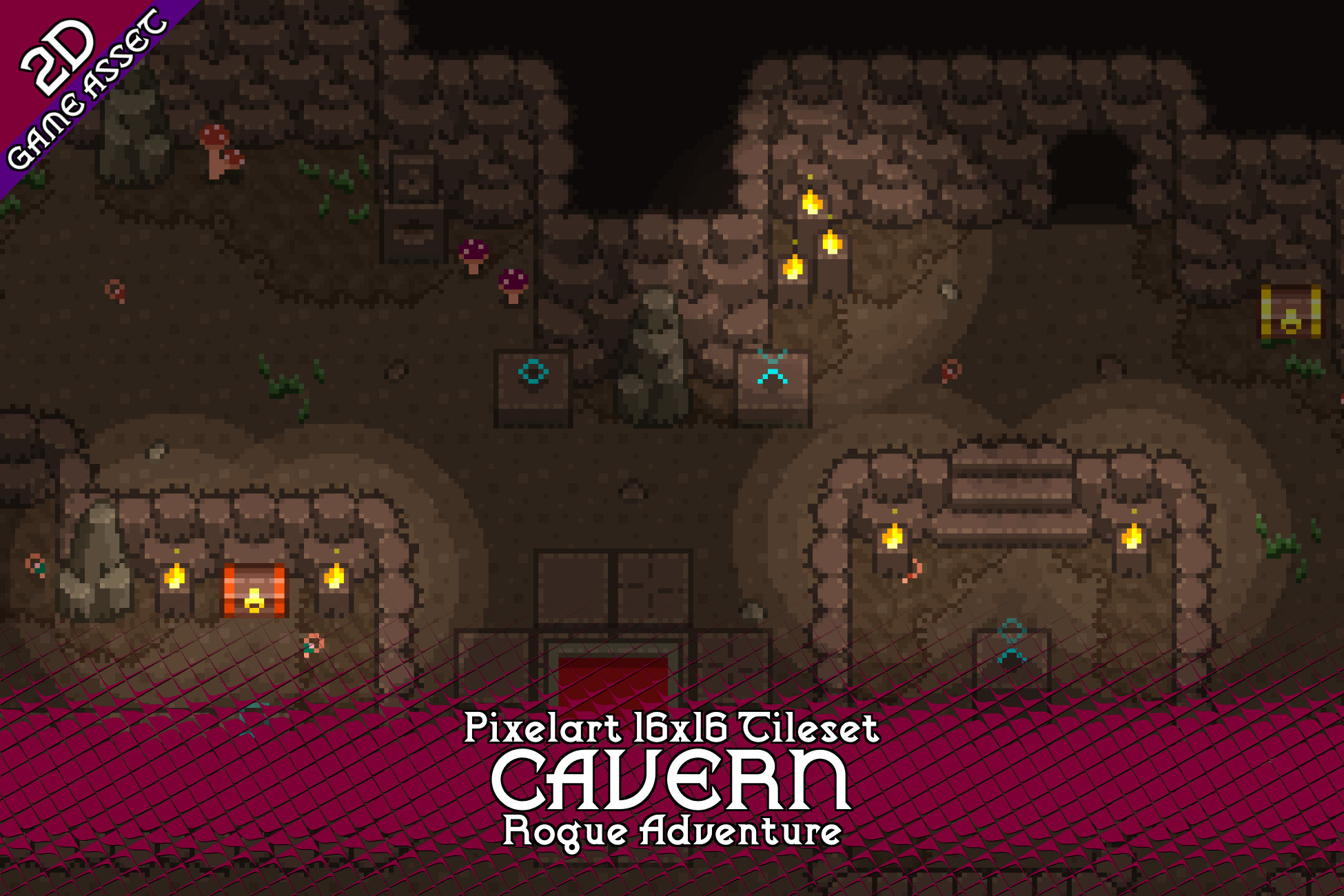 2D TopDown Cavern Tileset - Rogue Adventure | 2D Environments | Unity Asset Store