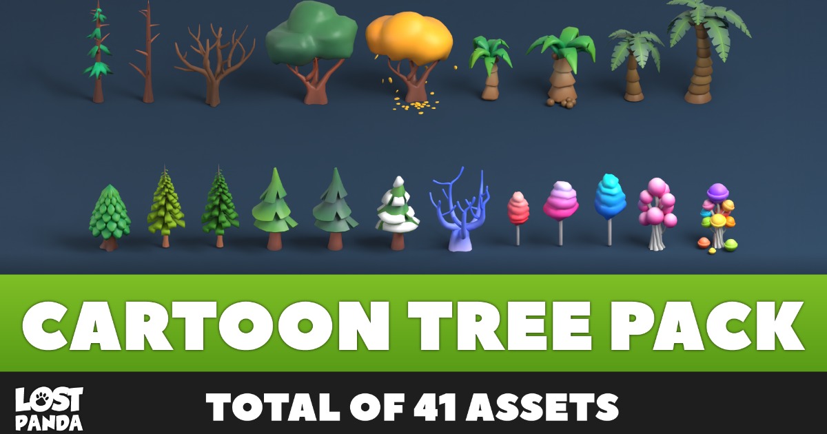 Low Poly Cartoon Tree Pack - 3D | 3D Trees | Unity Asset Store