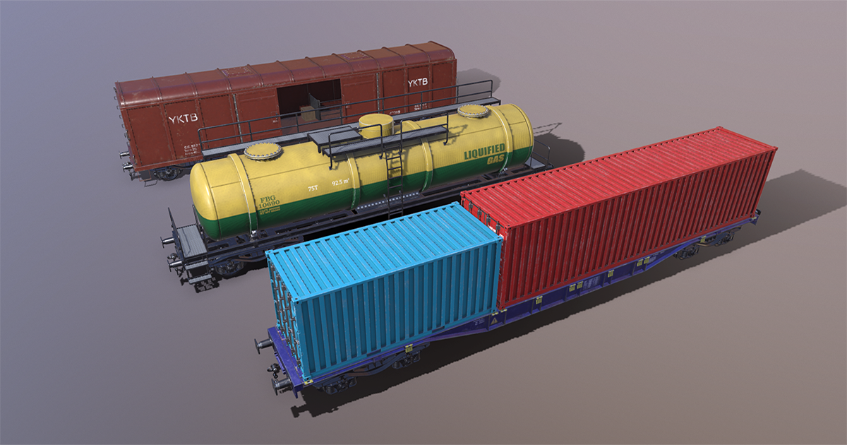 Rail Wagons Set HQ | 3D Land | Unity Asset Store