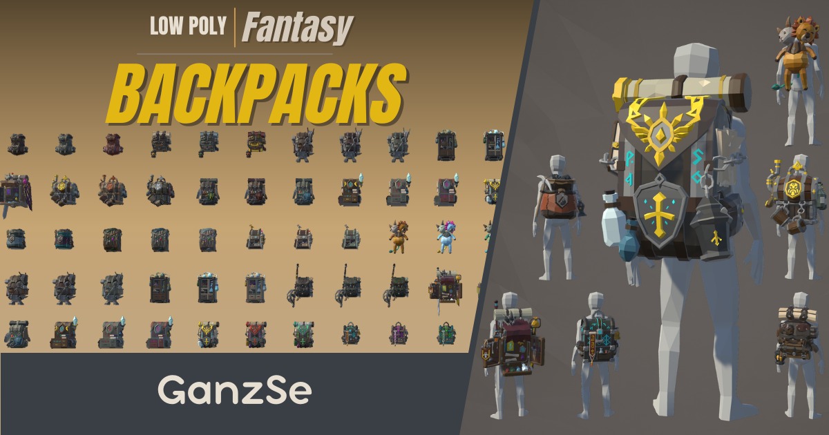 GanzSe Backpacks - Fantasy Low Poly Pack | 3D Props | Unity Asset Store