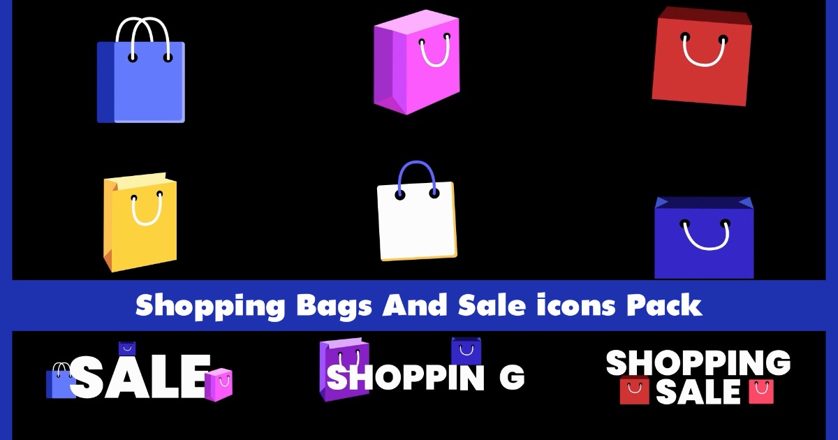 Shopping Bags And Sale Icons Pack (08.04.25) | 2D Textures & Materials ...