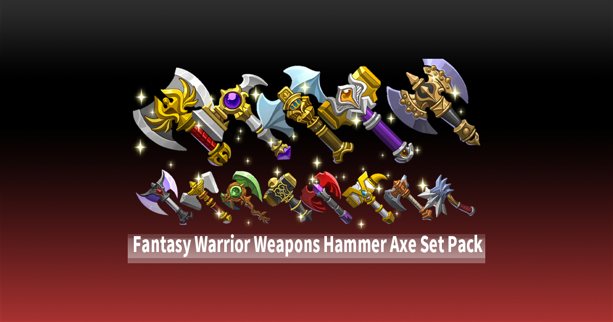 Fantasy Warrior Weapons Hammer Axe Set Pack | 2D Icons | Unity Asset Store