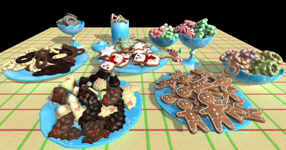 Plates Bowls and Holiday Candy | 3D 食べ物 | Unity Asset Store