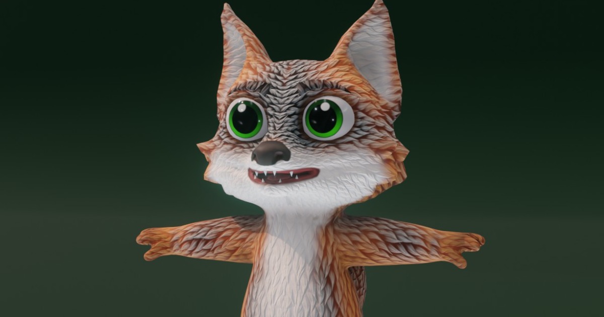 Stylized Grey Fox 3D Model (Low-Poly, Game-Ready, Animated, Built-In ...