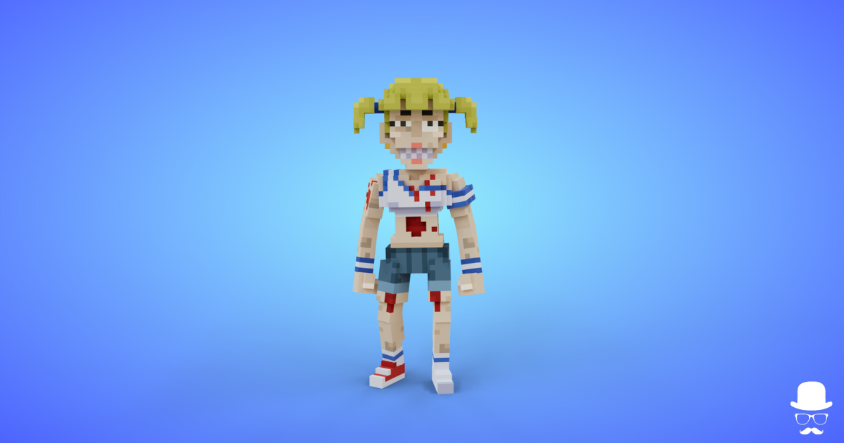 Voxel Female Zombie Character - 3D Lowpoly Model | 角色 | Unity Asset Store
