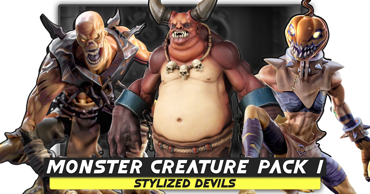 Monster Creature Pack 1 - Stylized Devils - Ghoul Woman Rigged Demon ...