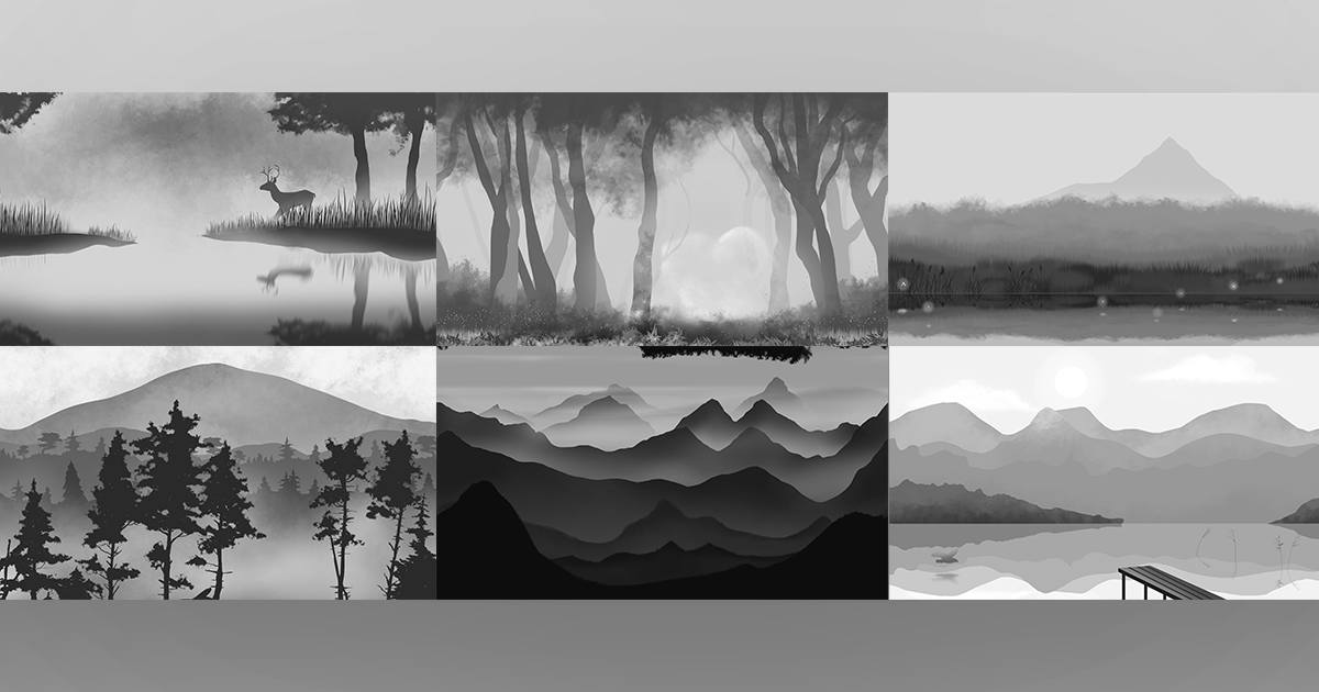 B&W stylized pack (6 arts) | 2D Environments | Unity Asset Store