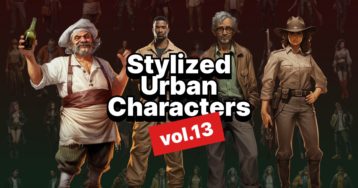 Unique stylized urban civilian characters portraits hand paint full ...