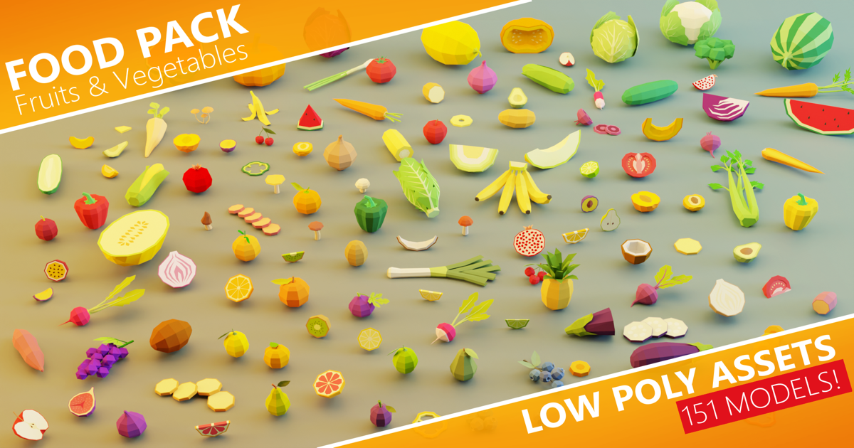 Food Pack | Low Poly Fruits & Vegetables | 3D Food | Unity Asset Store