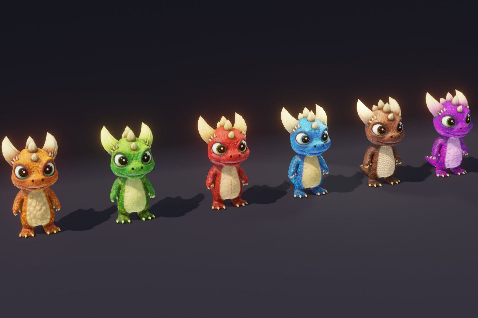 Cute Cartoon Dinosaurs Pack (Low-Poly, Game-Ready, Animated, Built-In ...