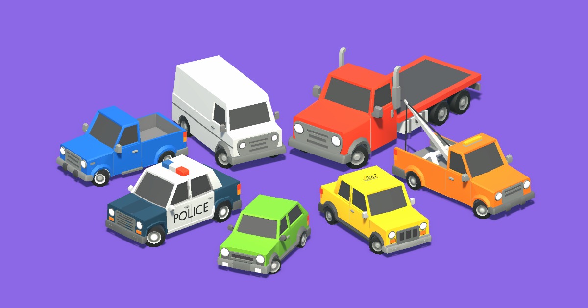 FREE Cartoon Car Pack - Simple Vehicles | 3D Land | Unity Asset Store