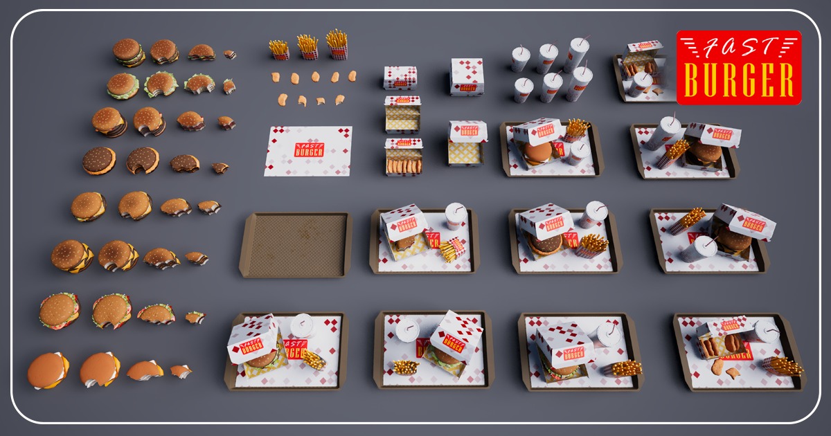 Fast Burger Package - URP | 3D Food | Unity Asset Store
