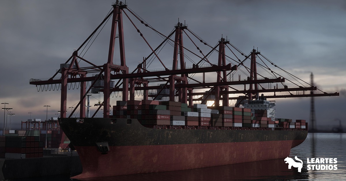 Container Port Environment ( Shipping Port Cargo Ship Harbor Dock ...