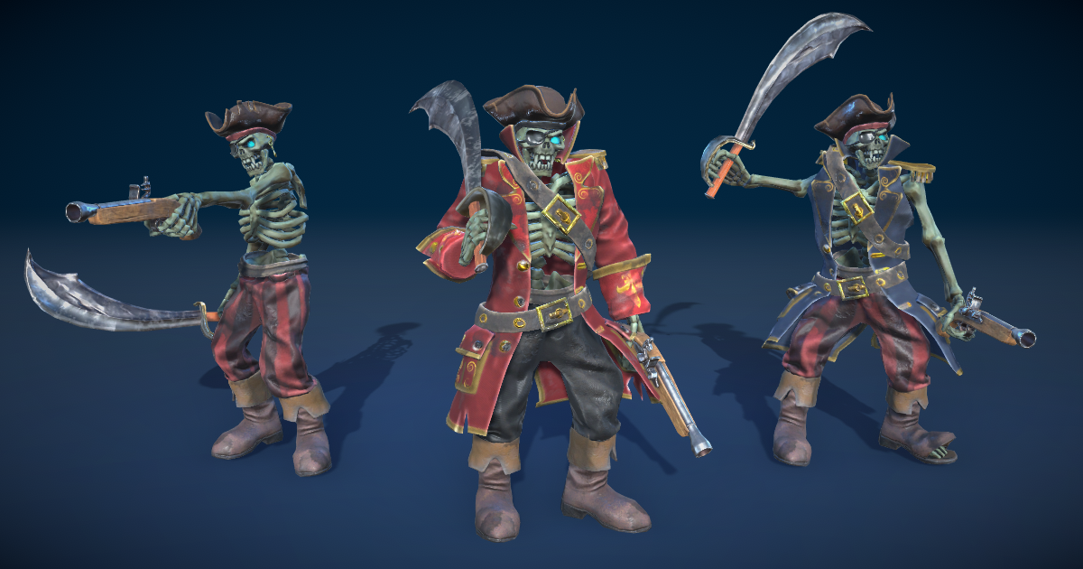 Stylized Skeleton Pirate Captain | Characters | Unity Asset Store