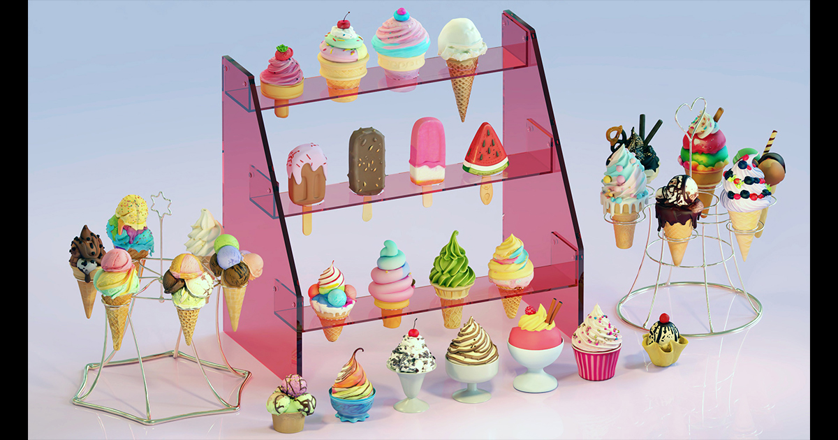 Delicious Ice Cream Collection – Colorful Dessert 3D Models | 3D Food ...