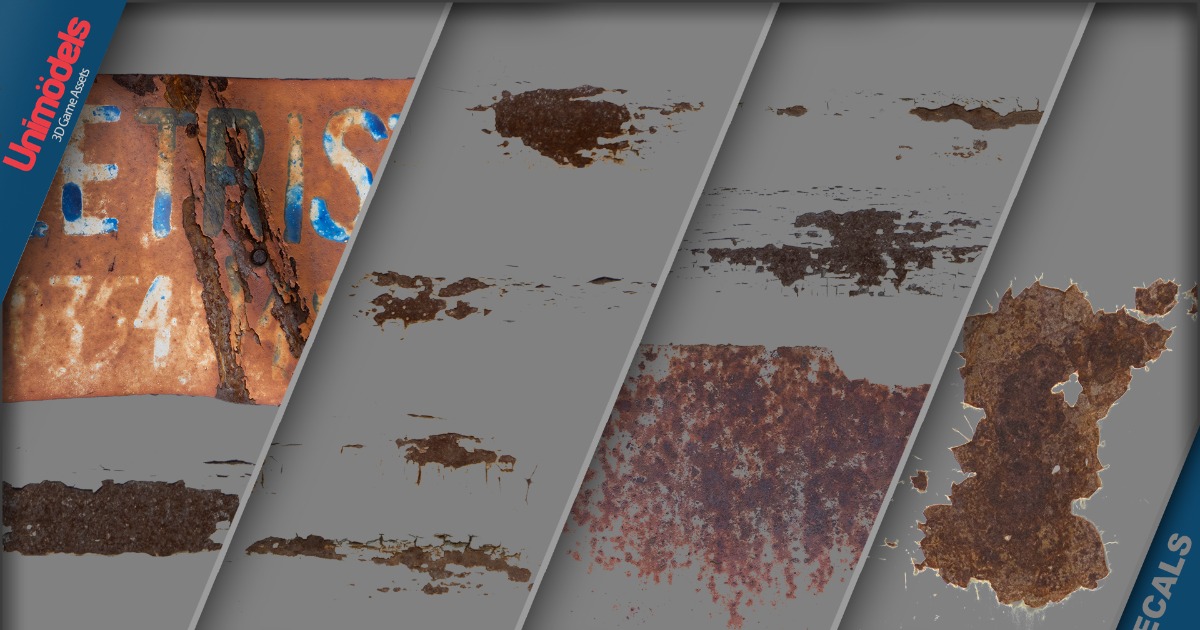 Decals rusty metallic stain Vol. 7 | 2D Textures & Materials | Unity ...