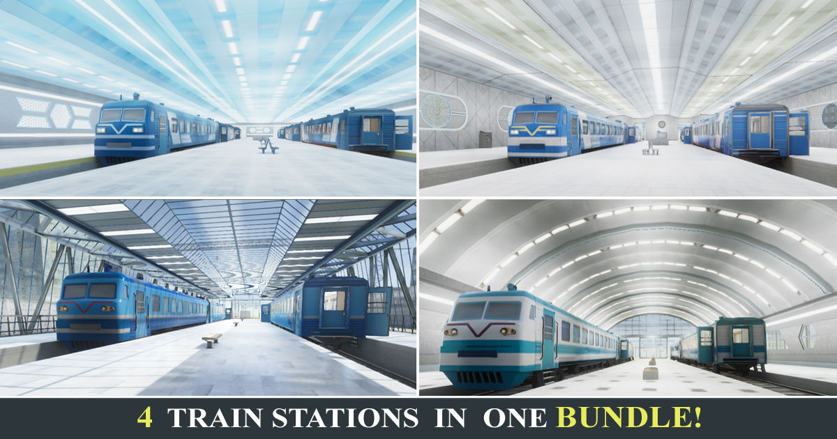 Train Stations Bundle | 3D Industrial | Unity Asset Store