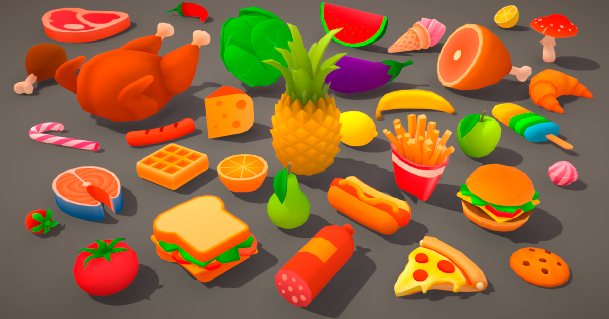 Food Low Poly Big Pack 3d Food Unity Asset Store 9304