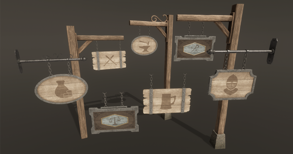 Medieval Signs | 3D Props | Unity Asset Store