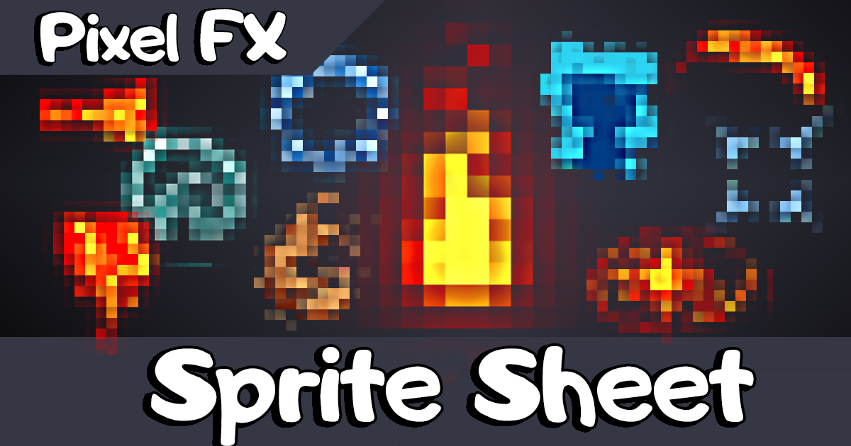 Pixel Cartoon Effect 2d Fire Water Smoke Sprite Sheet Toon Effects | 2D ...