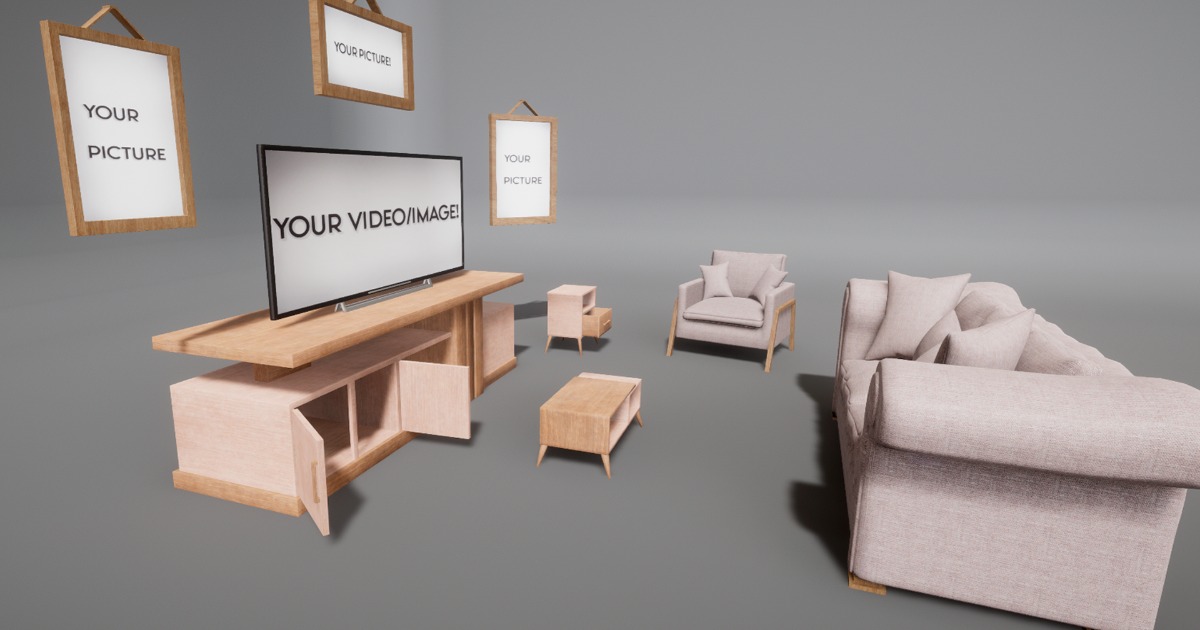 Modern Living Room (Adjustables Doors + Customizables Pictures Frames ...