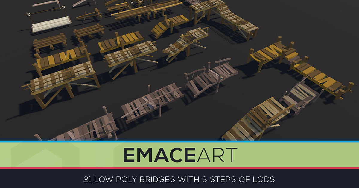 Low Poly Bridges Pack 1-3 LODS | 3D Exterior | Unity Asset Store