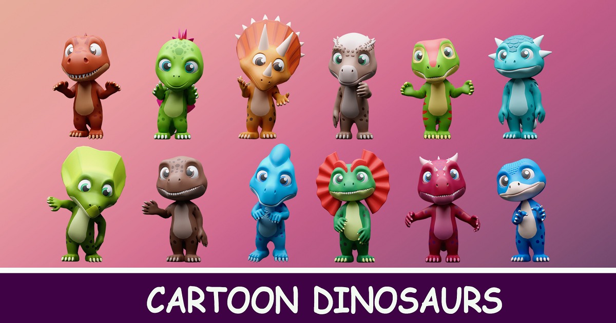 Cartoon characters dinosaurs | 3D Creatures | Unity Asset Store