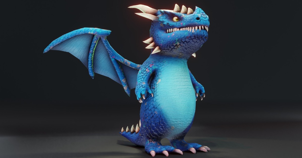 Cartoon Blue Dragon Rigged Low-poly 3D model | 3D Creatures | Unity ...