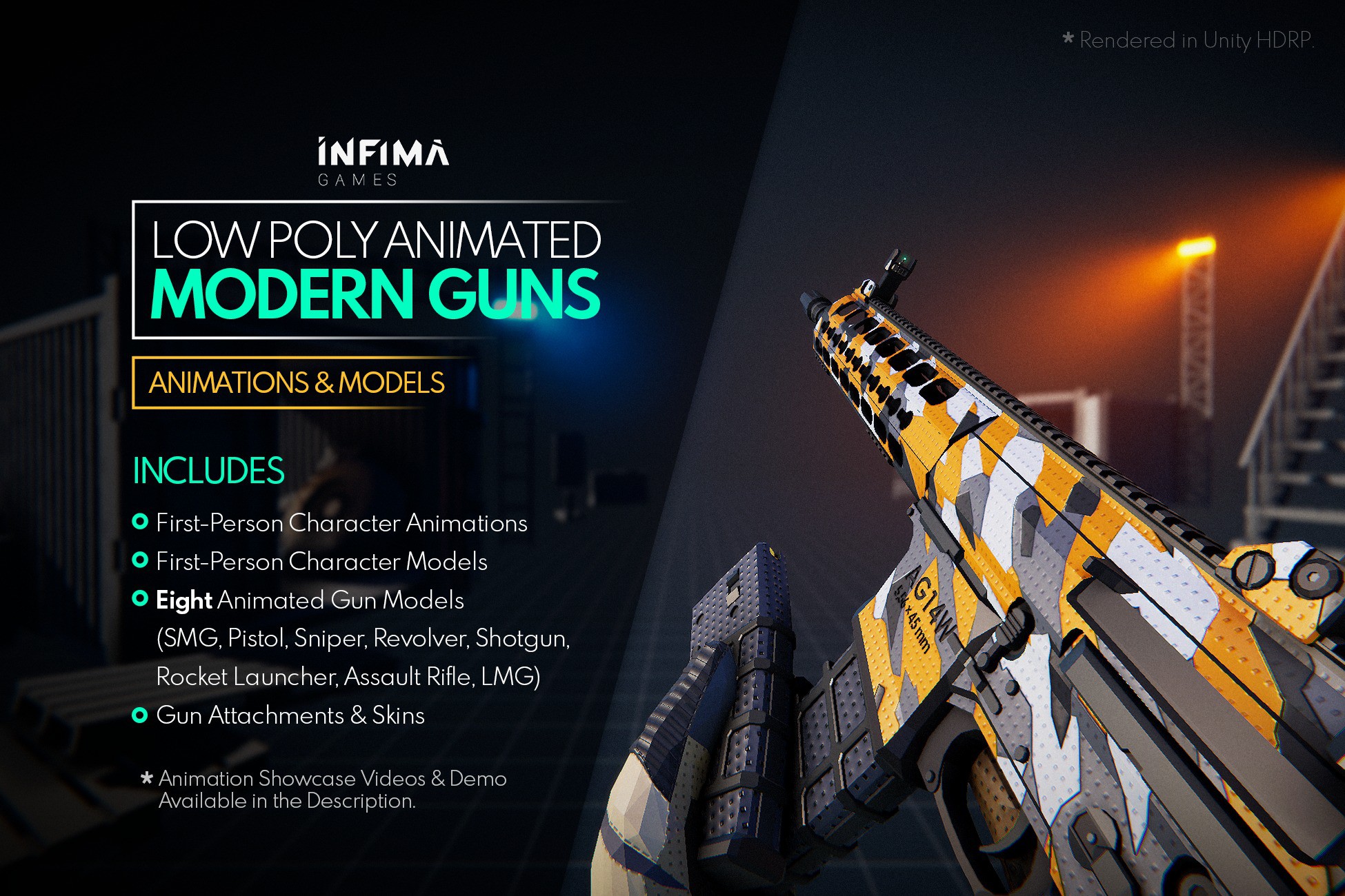 Low Poly Animated - Modern Guns Pack (HDRP) | 3D Animations | Unity ...