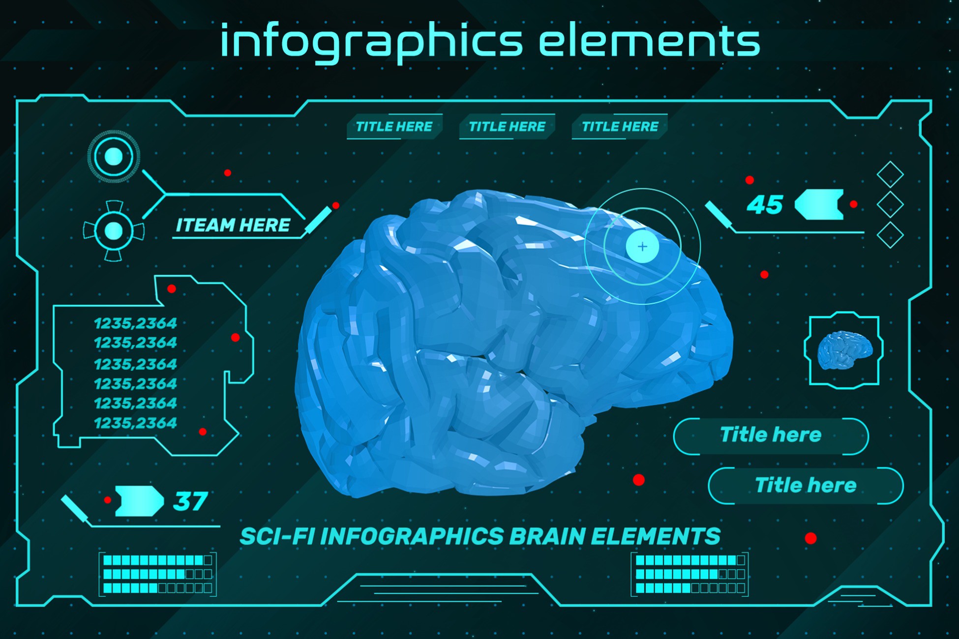 Science fiction brain infographics-Custom sci-fi elements | 3D GUI ...