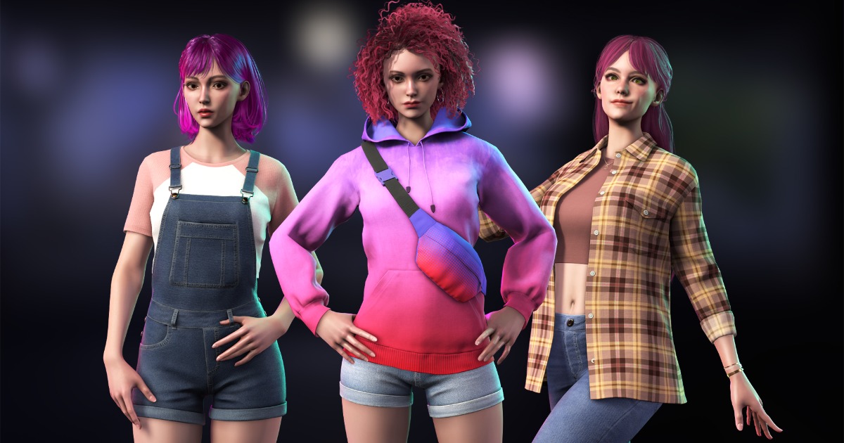 Casual Wear Girls Pack 2 - Streetwear Modern Realistic Stylized Woman ...