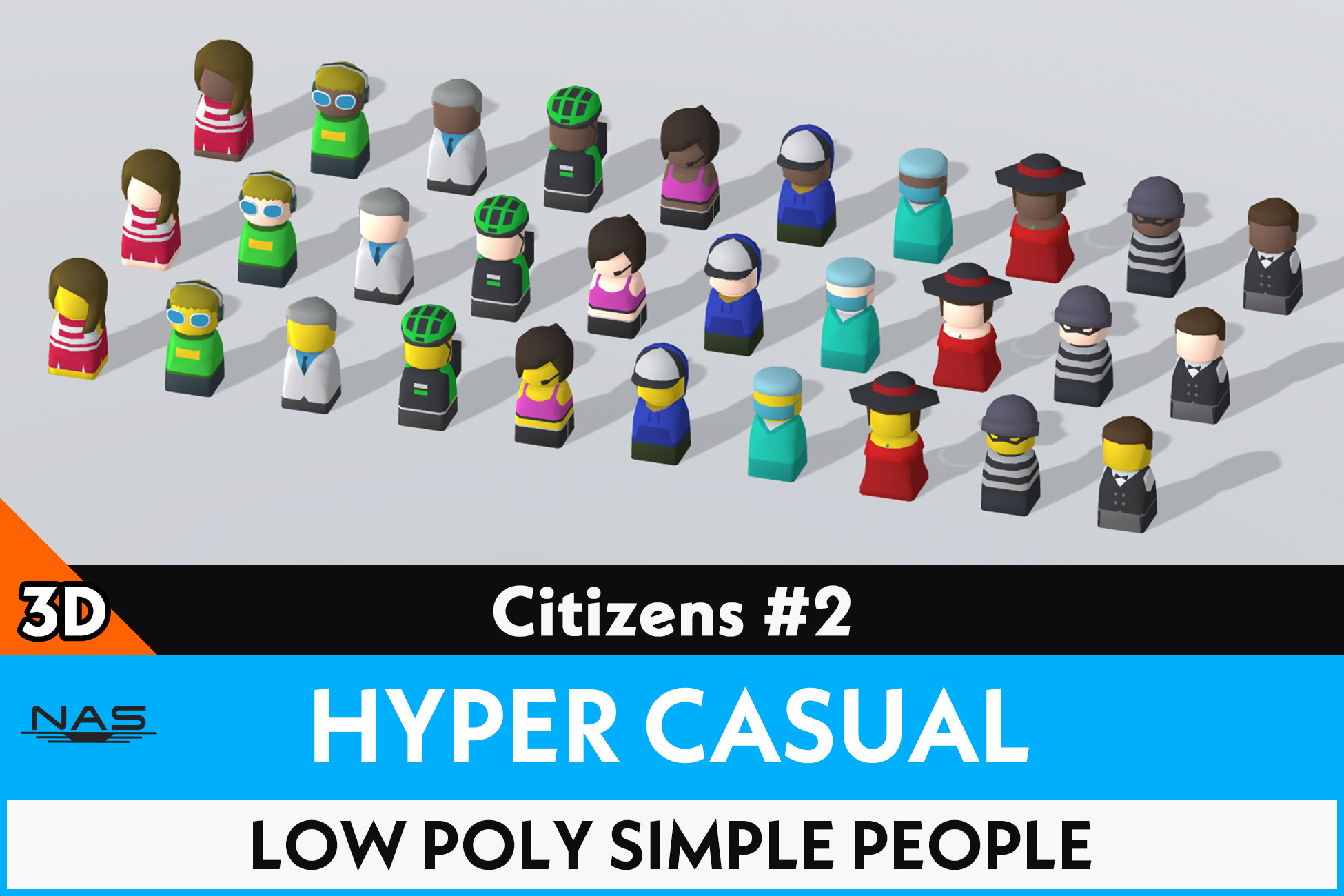 Citizens #2 | HYPER CASUAL LOW POLY SIMPLE PEOPLE | 3D キャラクター | Unity ...
