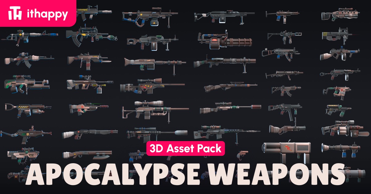 Apocalypse Weapons - Low Poly 3D Models Pack | 3D Guns | Unity Asset Store