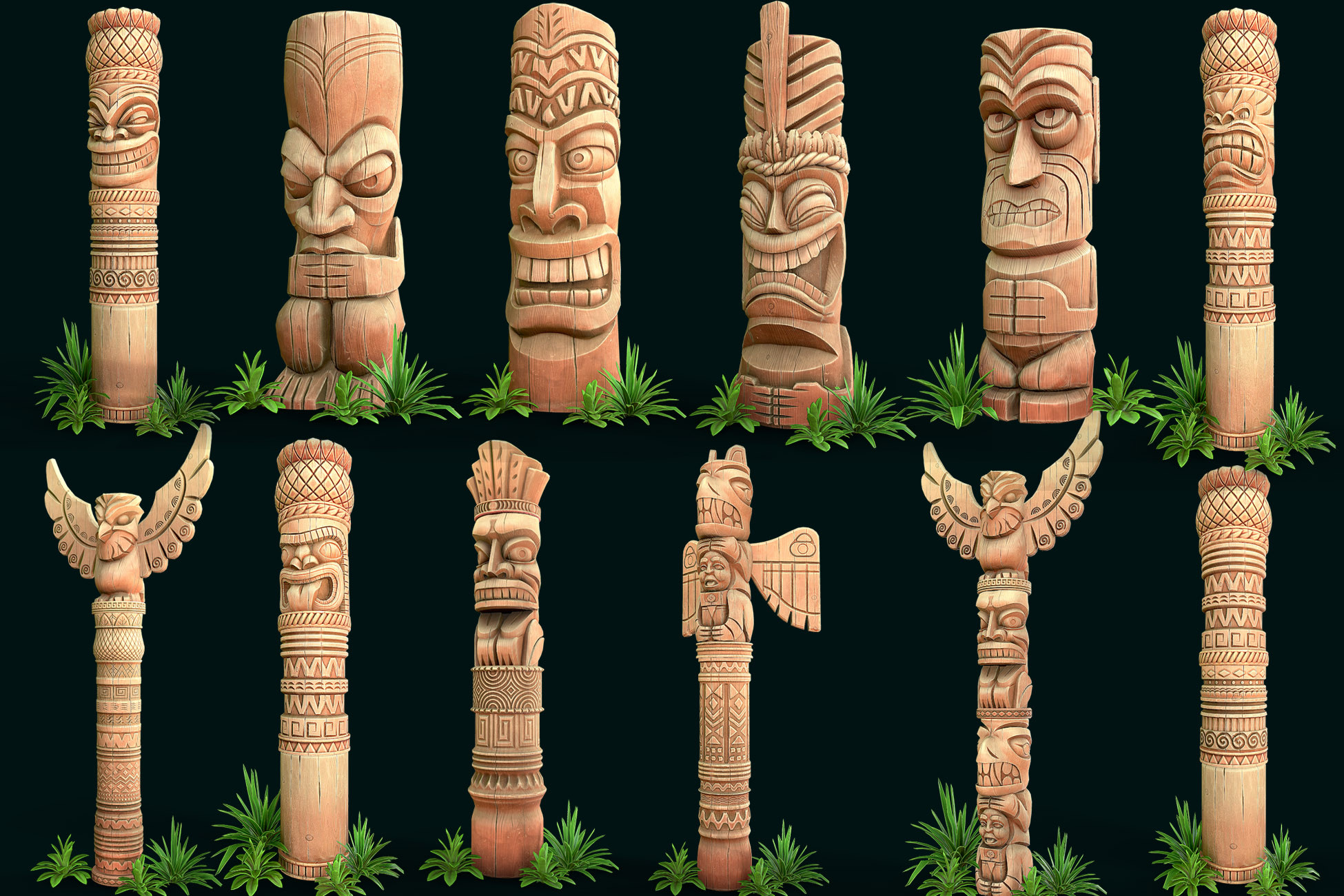 Stylized Tiki Totems | 3D Props | Unity Asset Store